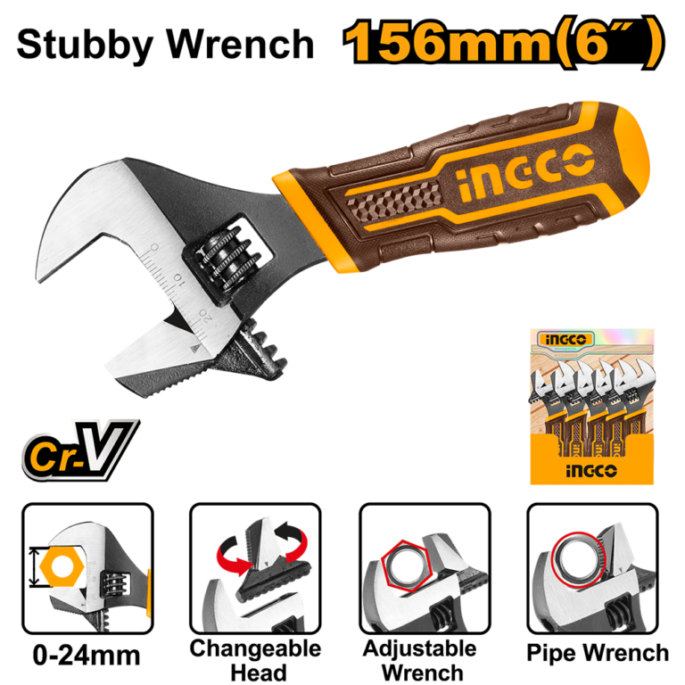 2-in-1 stubby adjustable wrench HADWS088 – House Of Tools